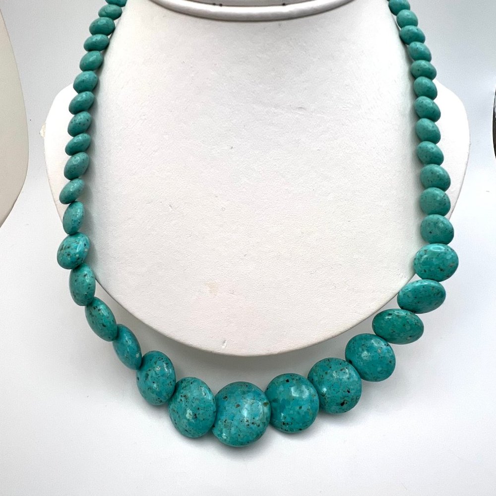 Jay King 925 Speckled Blue Turquoise Disc Necklace - Gem